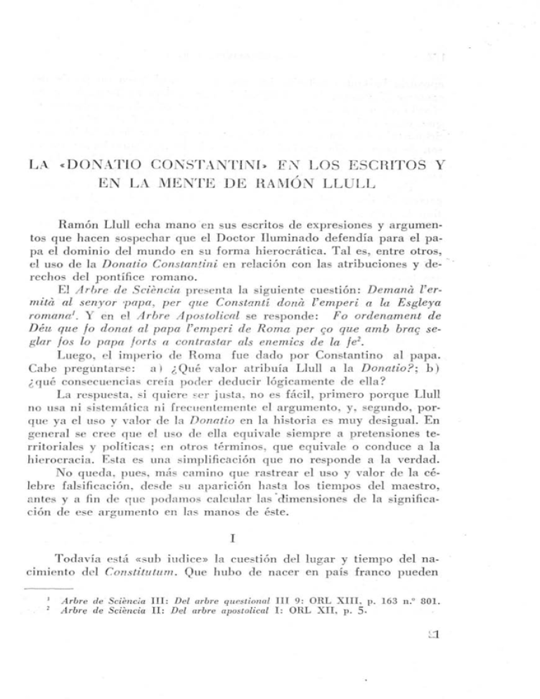 DONATIO CONSTANTINh FN LOS ESCRITOS Y EN LA MENTE DE