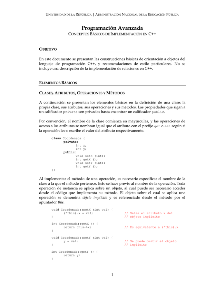 Conceptos básicos de implementación en C++