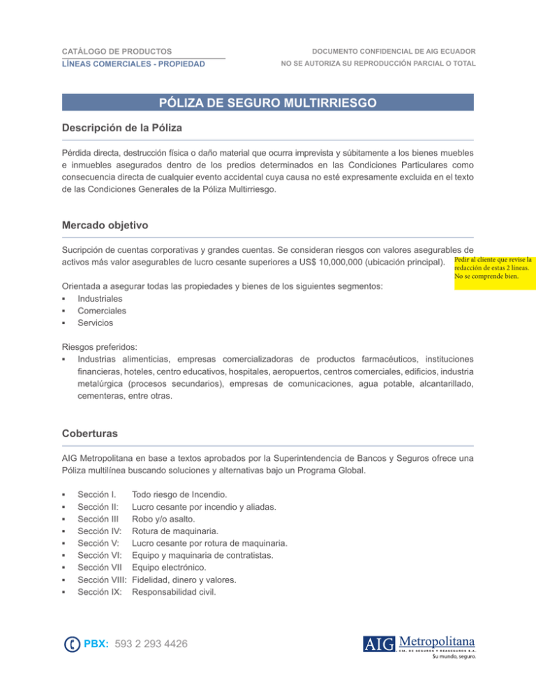 PÓLIZA DE SEGURO MULTIRRIESGO