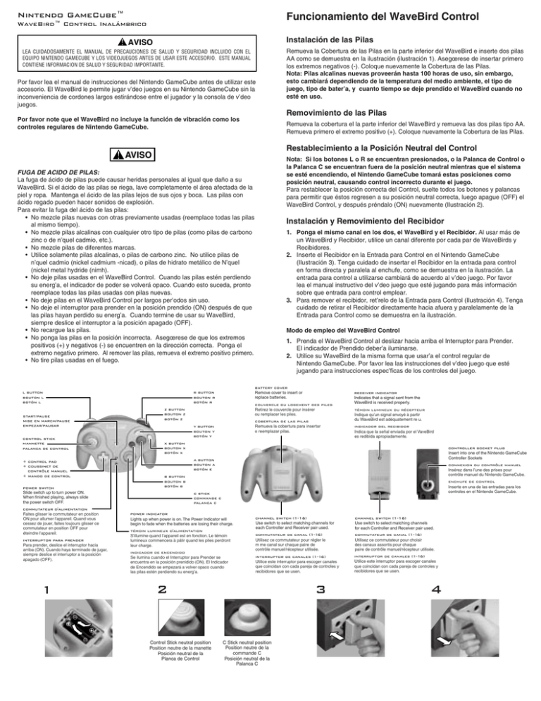 Funcionamiento del WaveBird Control