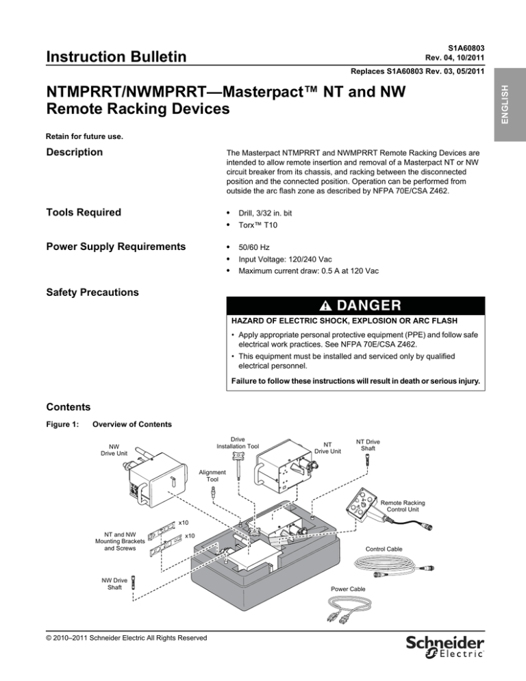 NTMPRRT/NWMPRRT—Masterpact™ NT and