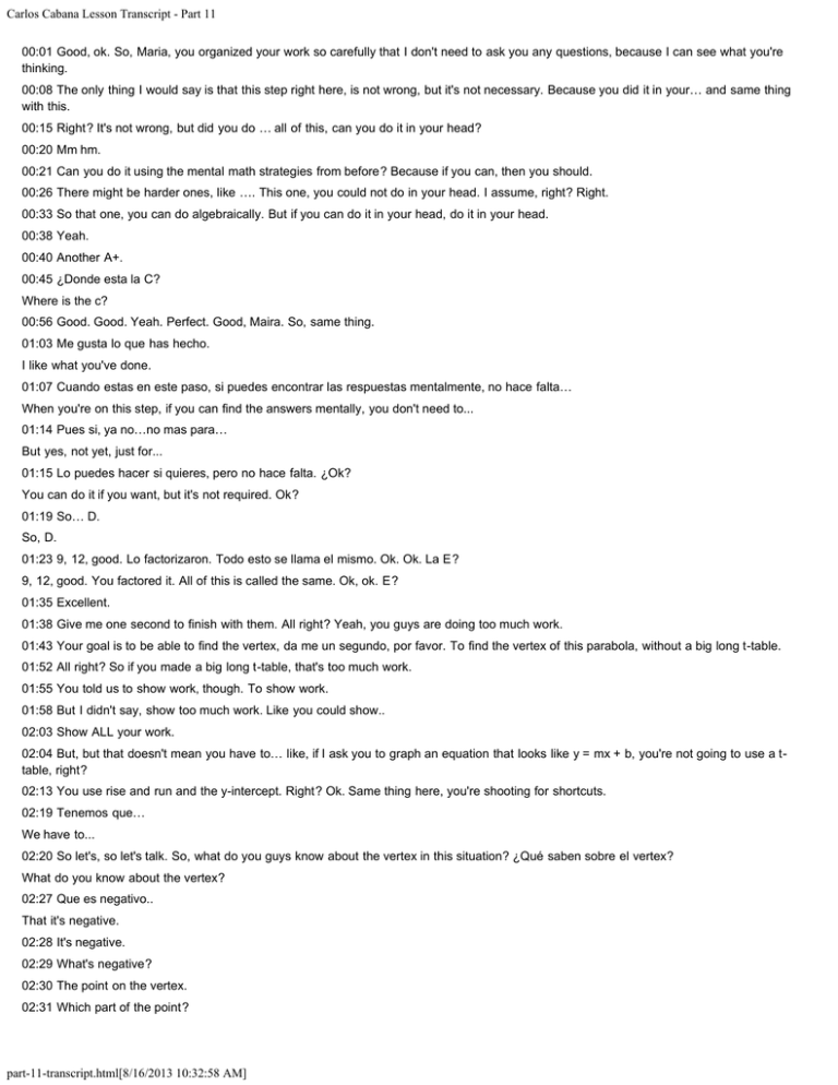 Clip Transcript - Inside Mathematics