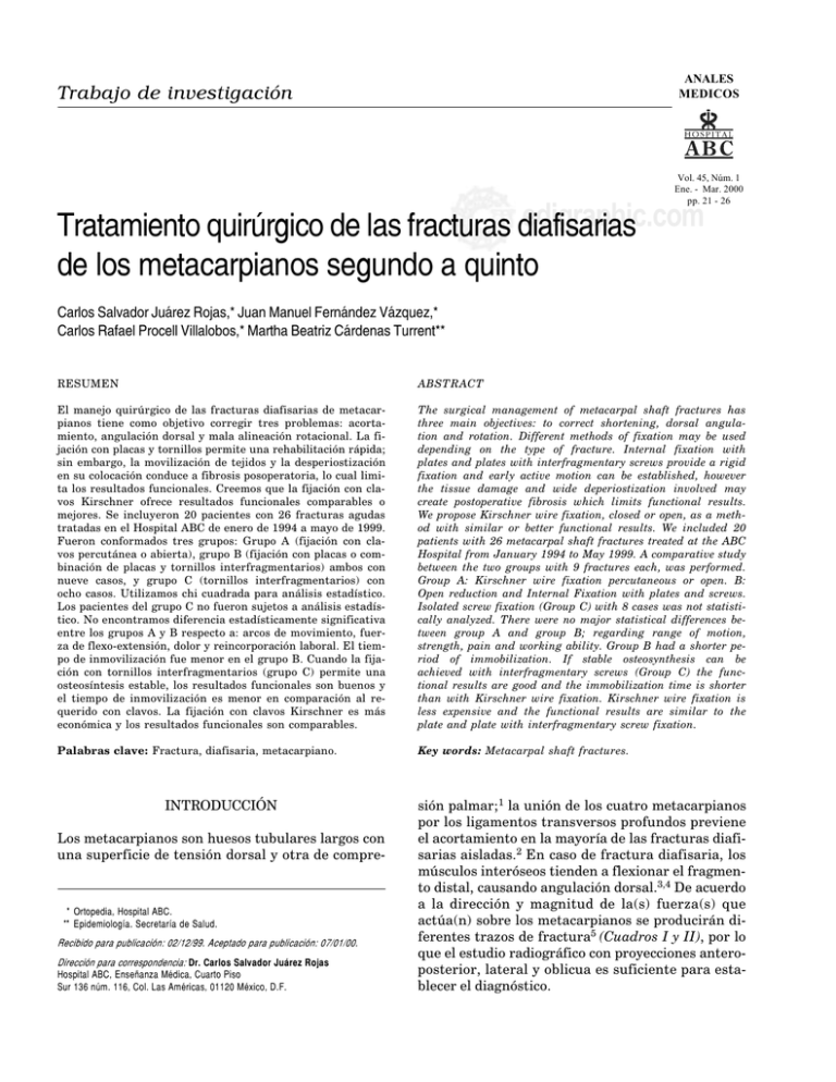 Tratamiento quirúrgico de las fracturas diafisarias de los