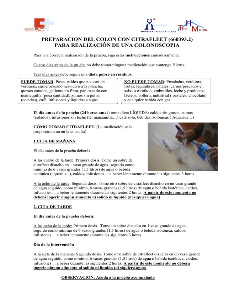 Preparación del colon con citrafleet