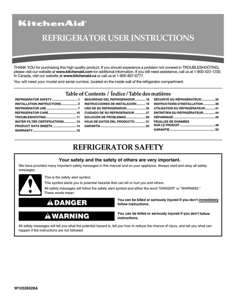 refrigerator user instructions