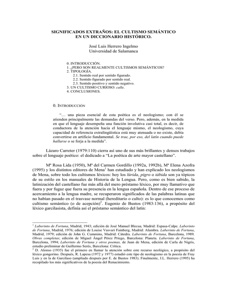 SIGNIFICADOS EXTRAÑOS: EL CULTISMO SEMÁNTICO
