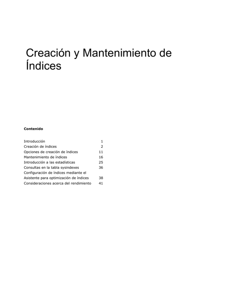 Creacion de Indices