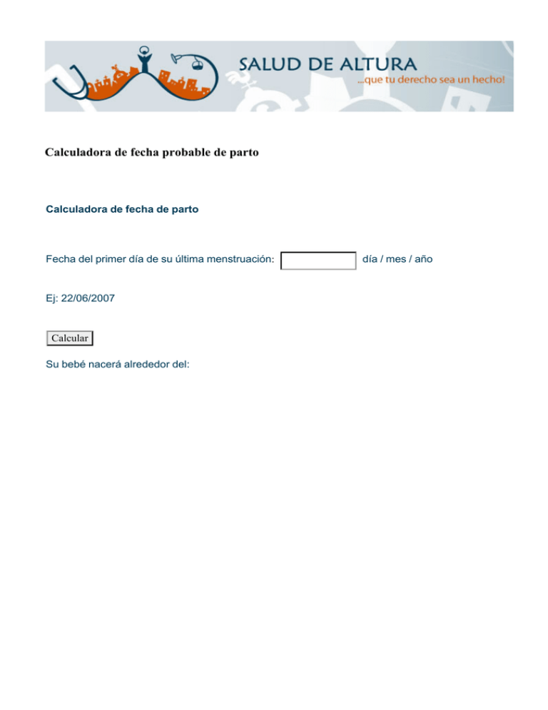 Calculadora de fecha probable de parto - Inicio