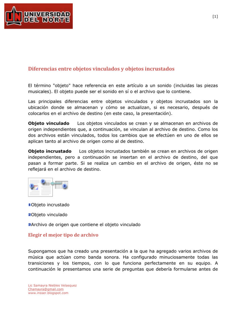 Diferencias entre objetos vinculados y objetos incrustados