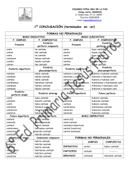 1ª CONJUGACIÓN – VERBO CANTAR