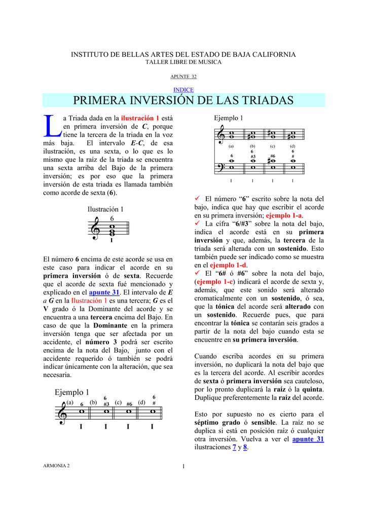 Primera inversión de las triadas