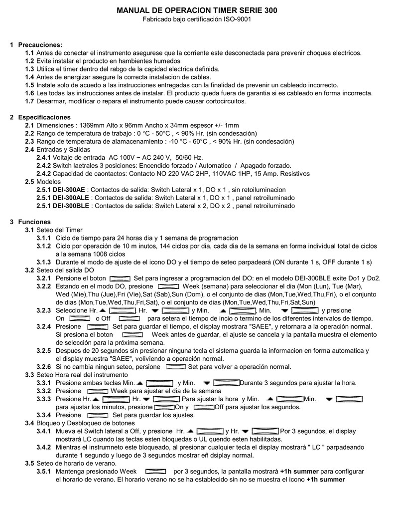 Manual Timer DEI-300