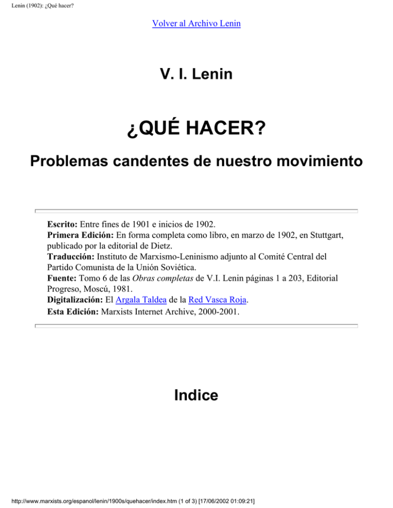 Lenin, V.I. - Que hacer