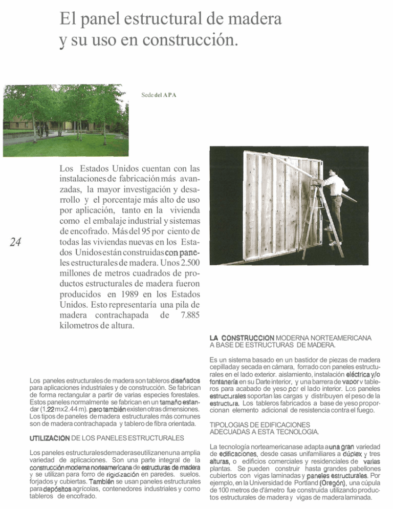 El panel estructural de madera v su uso en construcción.