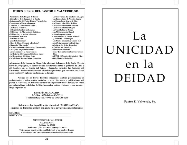 La Unicidad En La Deidad