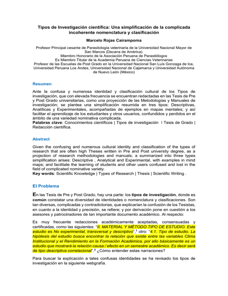 Tipos de Investigación científica