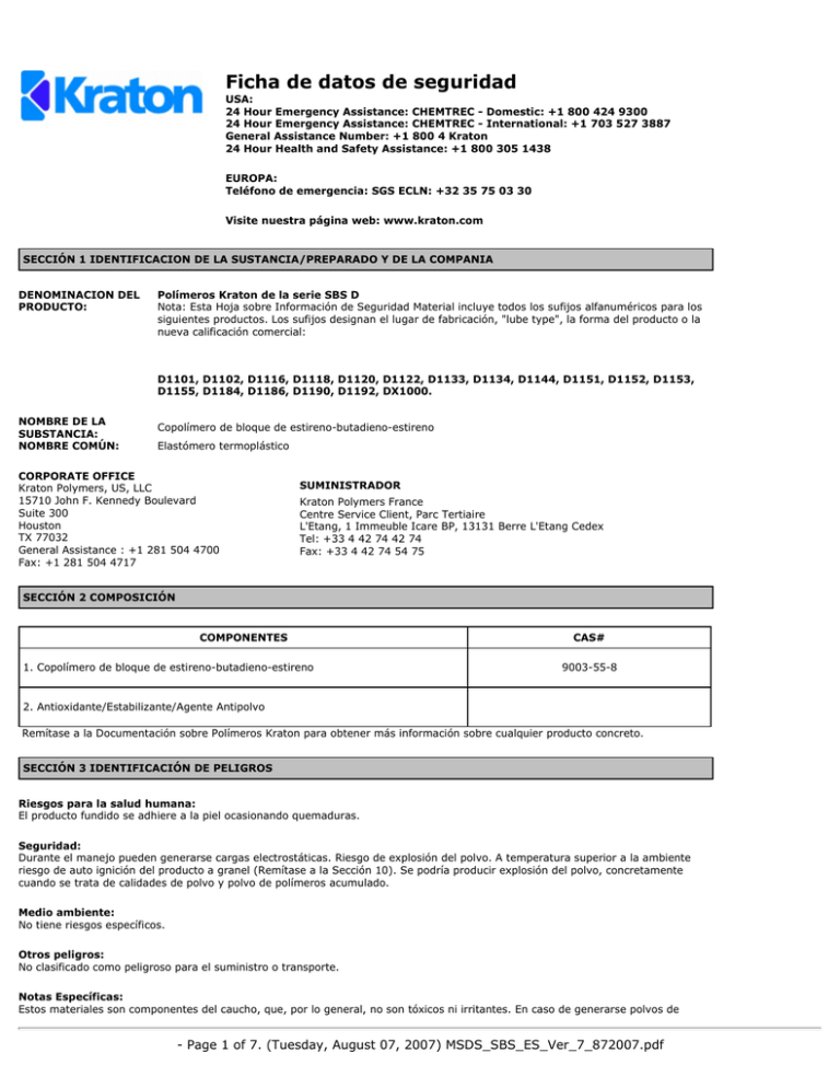 Ficha de datos de seguridad