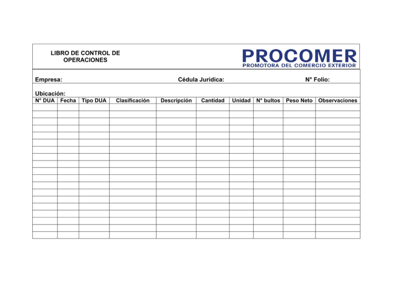 LIBRO DE CONTROL DE OPERACIONES