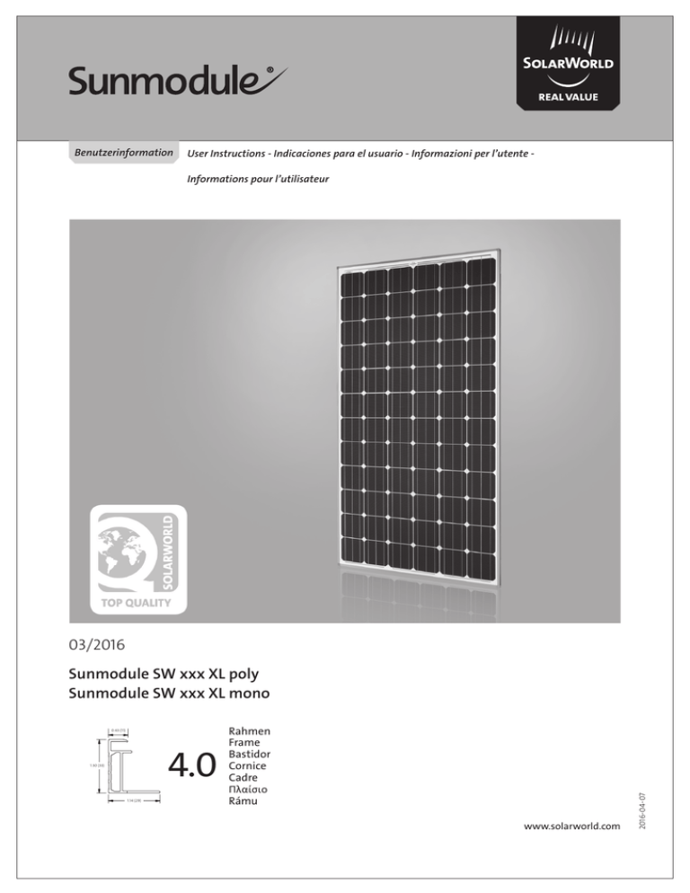 SolarWorld Sunmodule XL installation guide