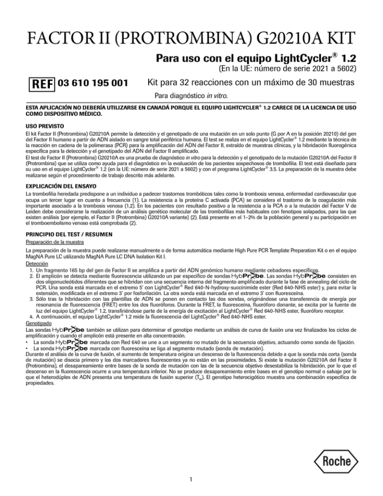 factor ii (protrombina) g20210a kit