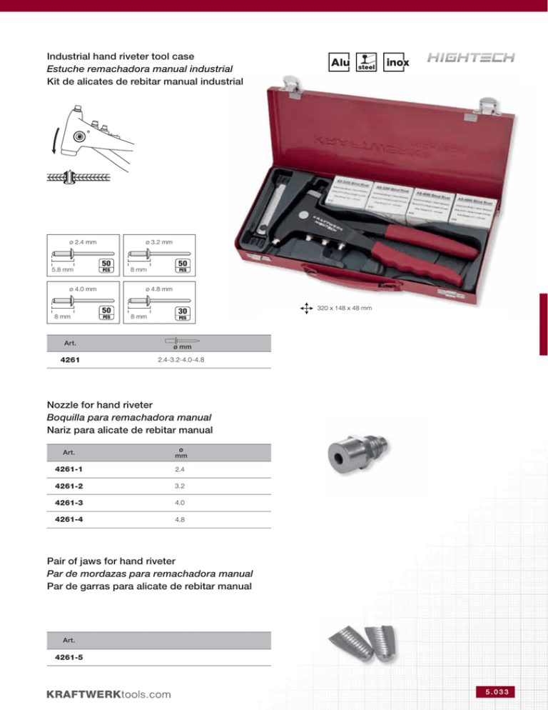 Pair of jaws for hand riveter Par de mordazas para