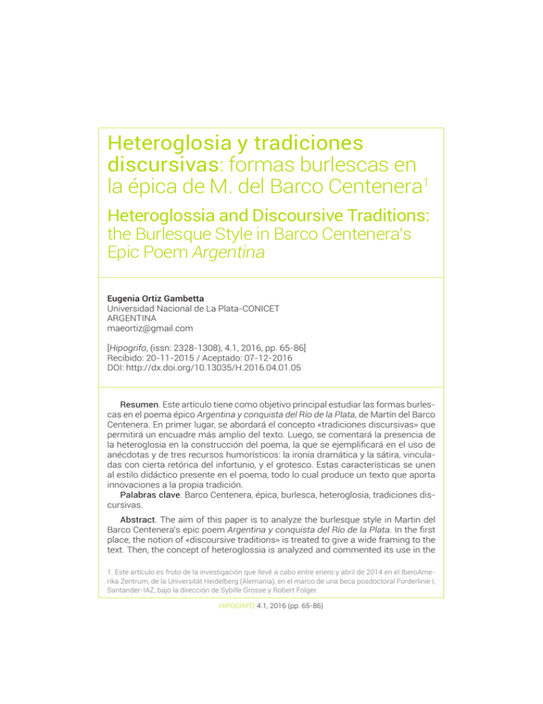 Heteroglosia y tradiciones discursivas: formas burlescas en la épica