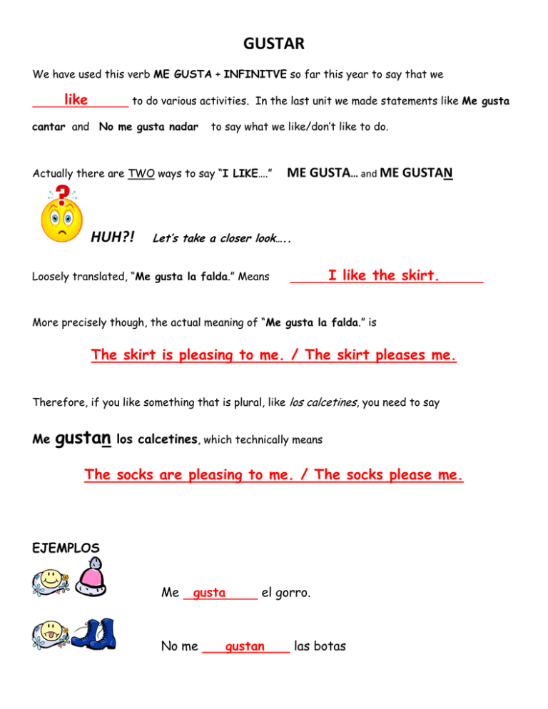 I LIKE ME GUSTA and ME GUSTAN