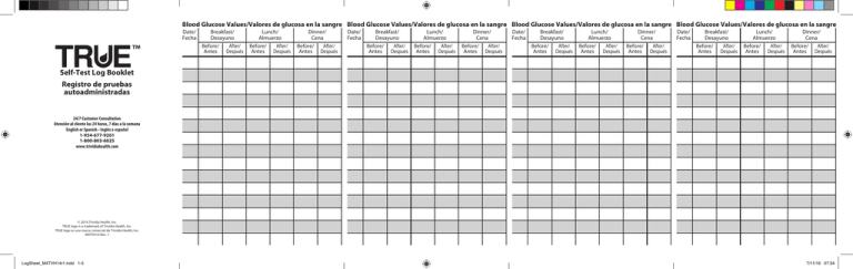 Self-Test Log Booklet Registro de pruebas