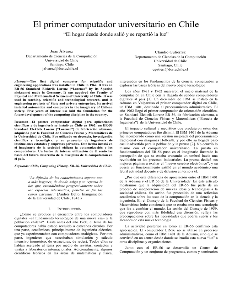 El primer computador universitario en Chile