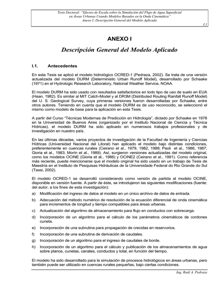 ANEXO I Descripción General del Modelo Aplicado ANEXO I Descripción General del Modelo Aplicado