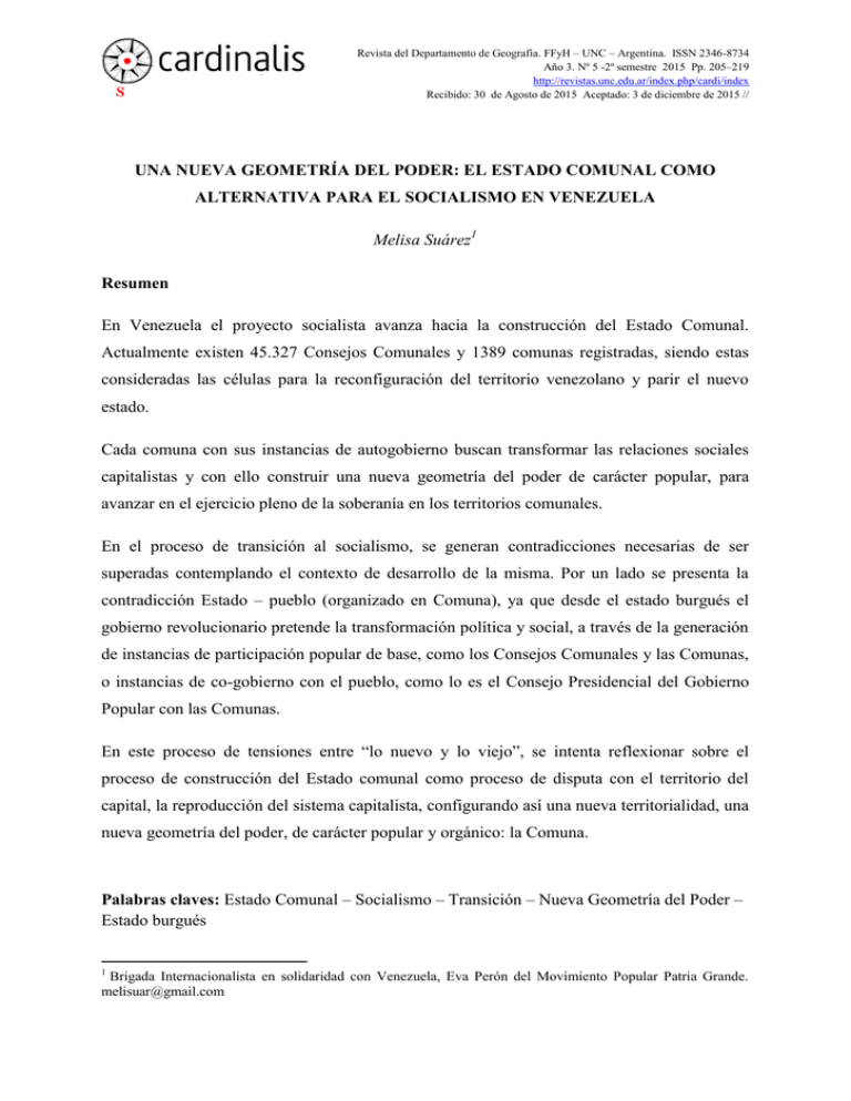 UNA NUEVA GEOMETRÍA DEL PODER: EL ESTADO COMUNAL