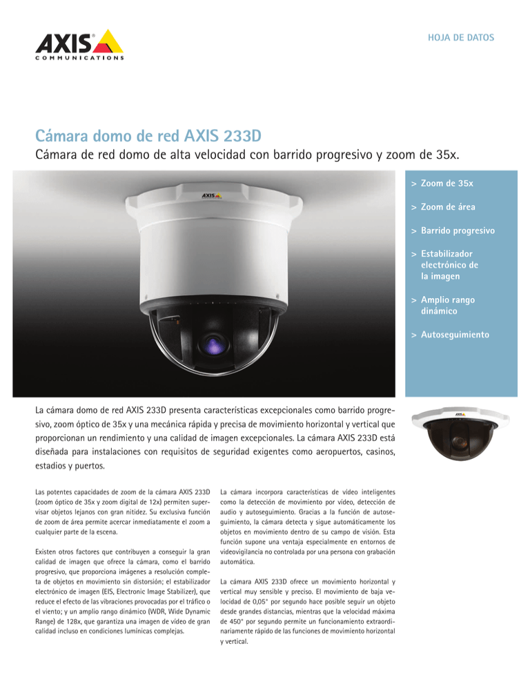 Cámara domo de red aXIs 233d