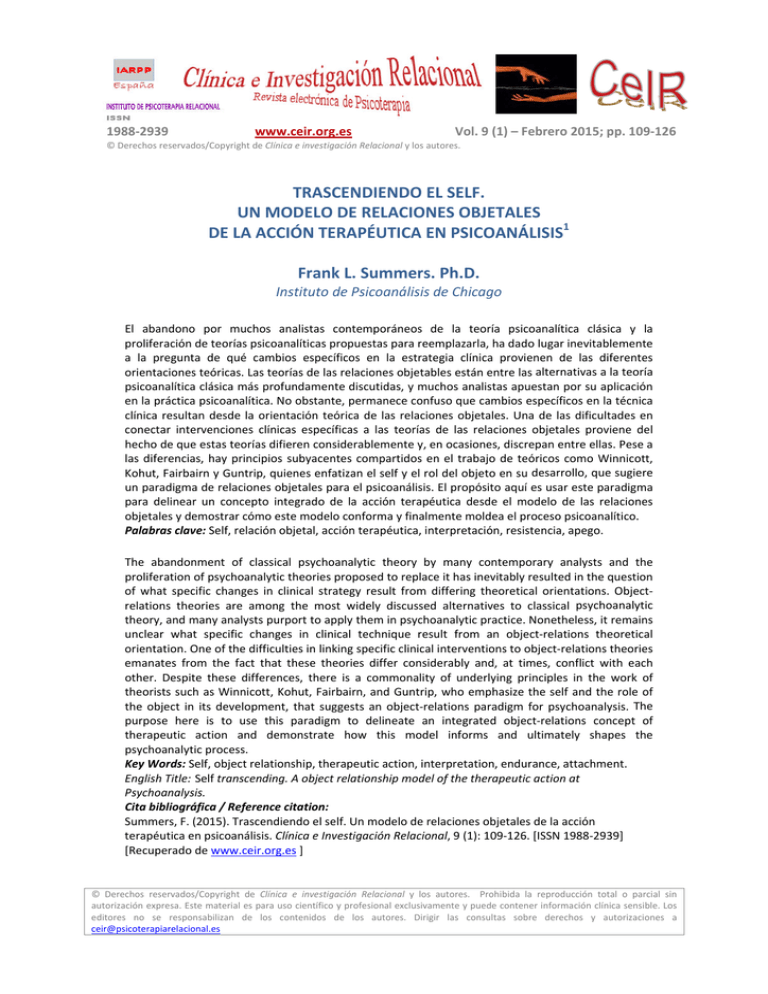 Trascendiendo el self_Un modelo de relaciones objetales