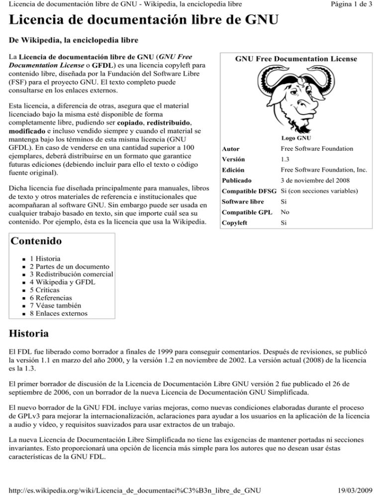Licencia de documentación libre de GNU