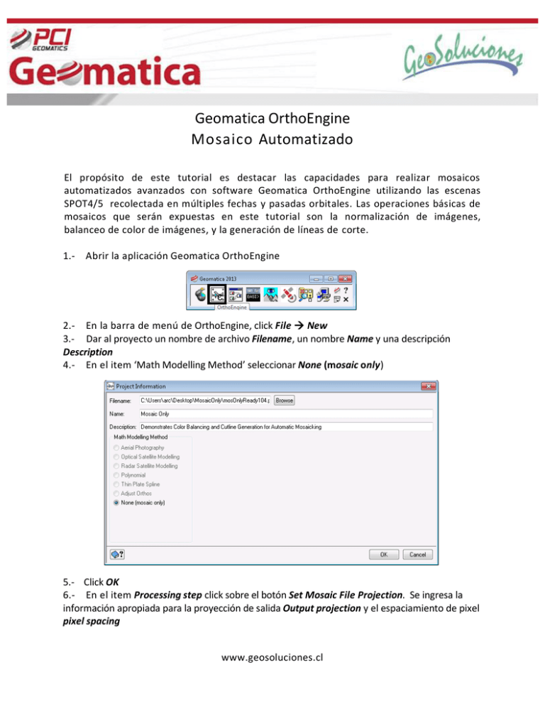 Geomatica OrthoEngine Mosaico Automatizado