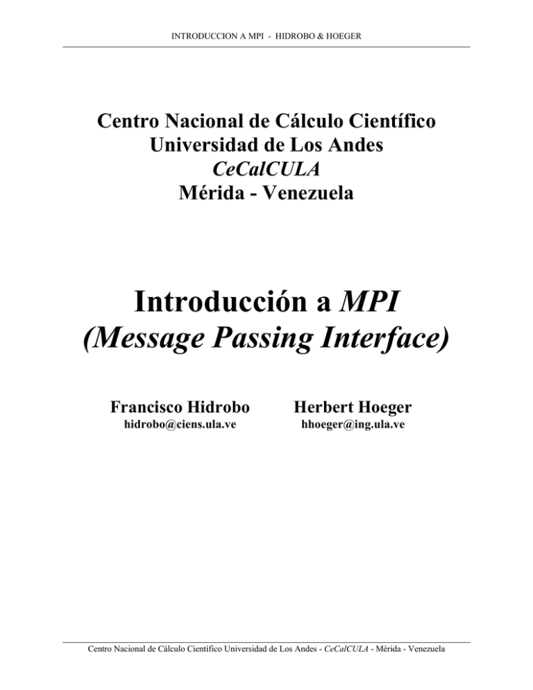 Introducción a MPI (Message Passing Interface)