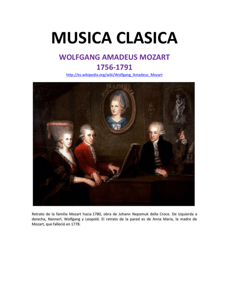 MUSICA CLASICA WOLFGANG AMADEUS MOZART