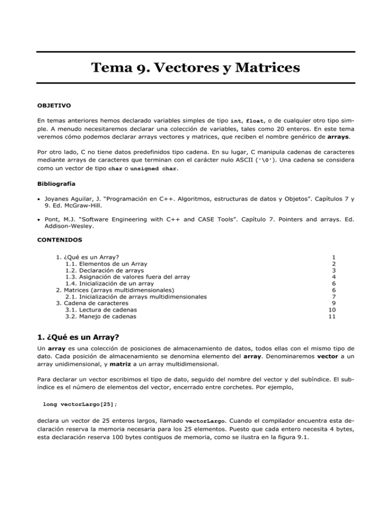 Tema 9. Vectores y Matrices