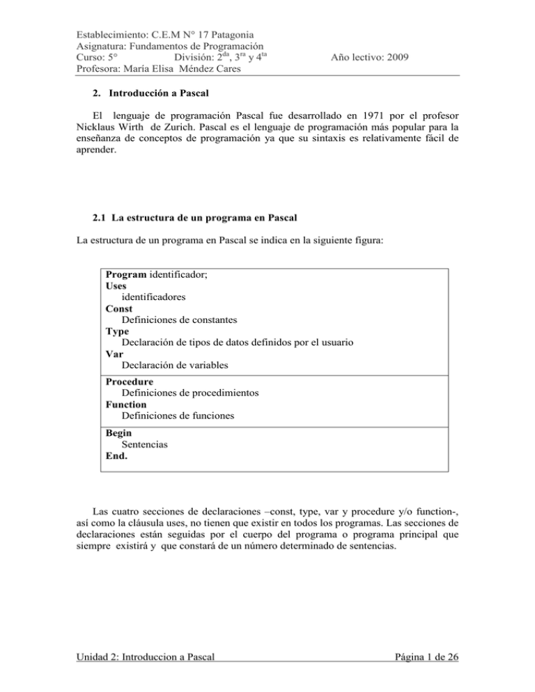 Introduccion a Pascal