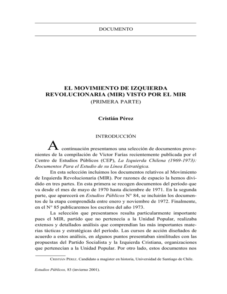 el movimiento de izquierda revolucionaria (mir) visto por el mir