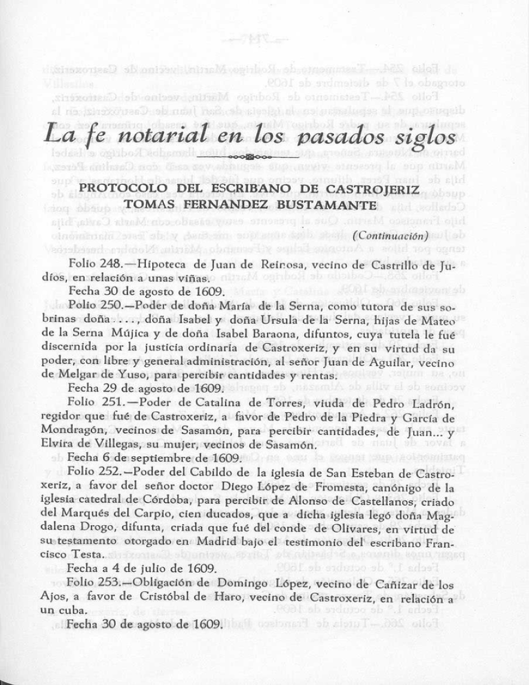 La fe notarial en los pasados siglos
