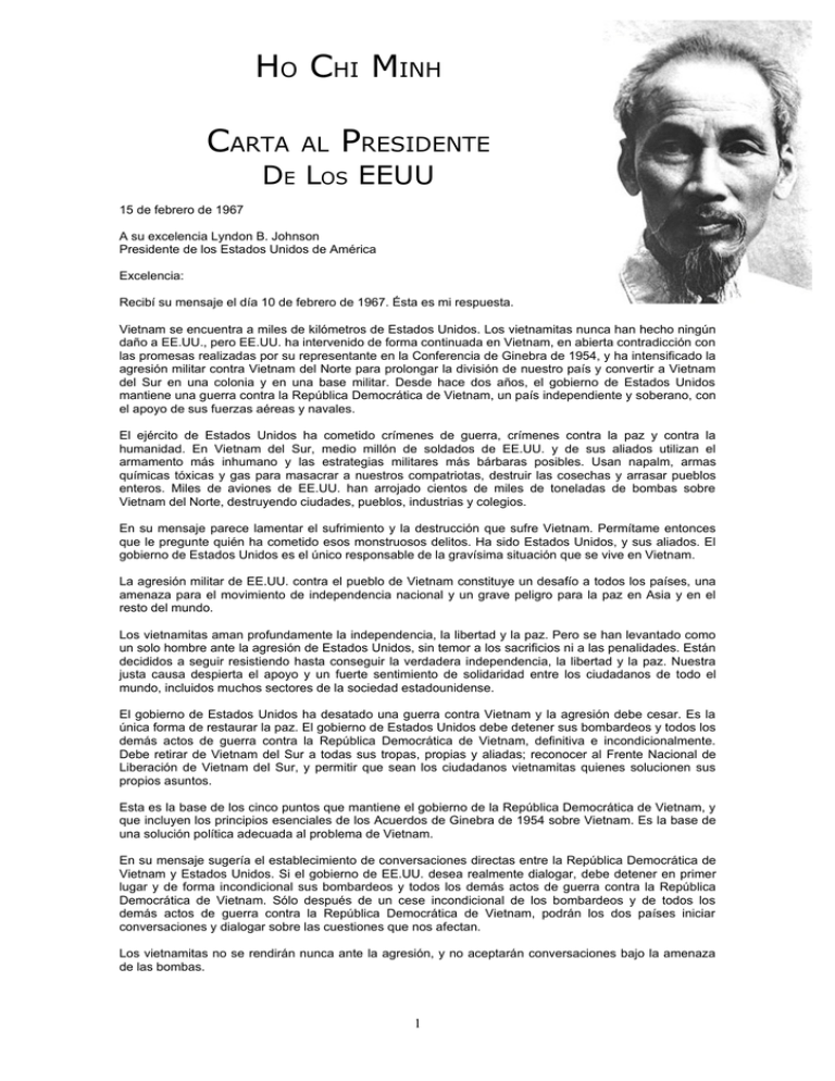 Carta al presidente de los EEUU