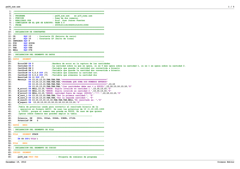 Suma de dos números.