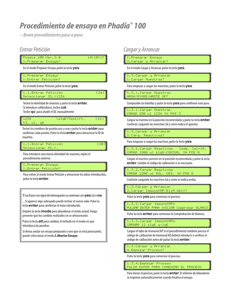 Procedimiento de ensayo en Phadia® 100