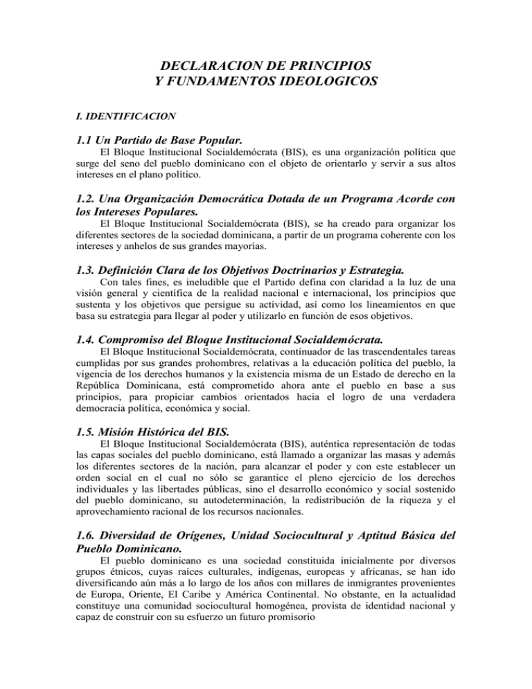 declaracion de principios y fundamentos ideologicos