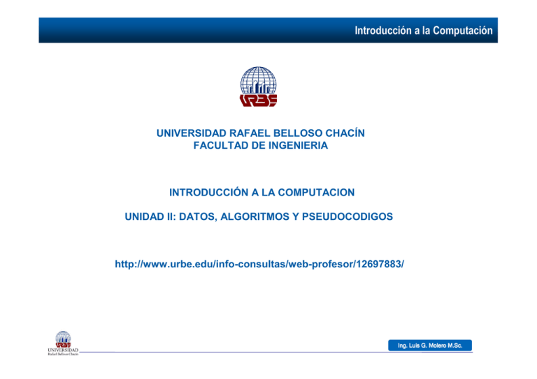 Unidad II- Datos, Algoritmo y Pseudocódigos