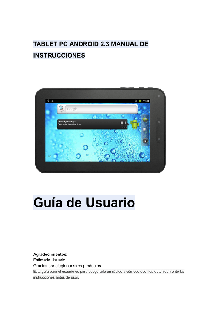 Manual Tablet PC Android 2.3