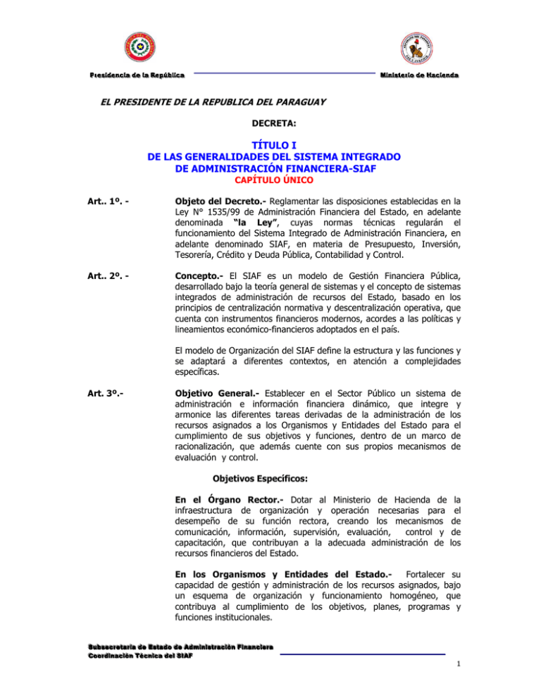 Sistema Integrado de Administración Financiera (SIAF)