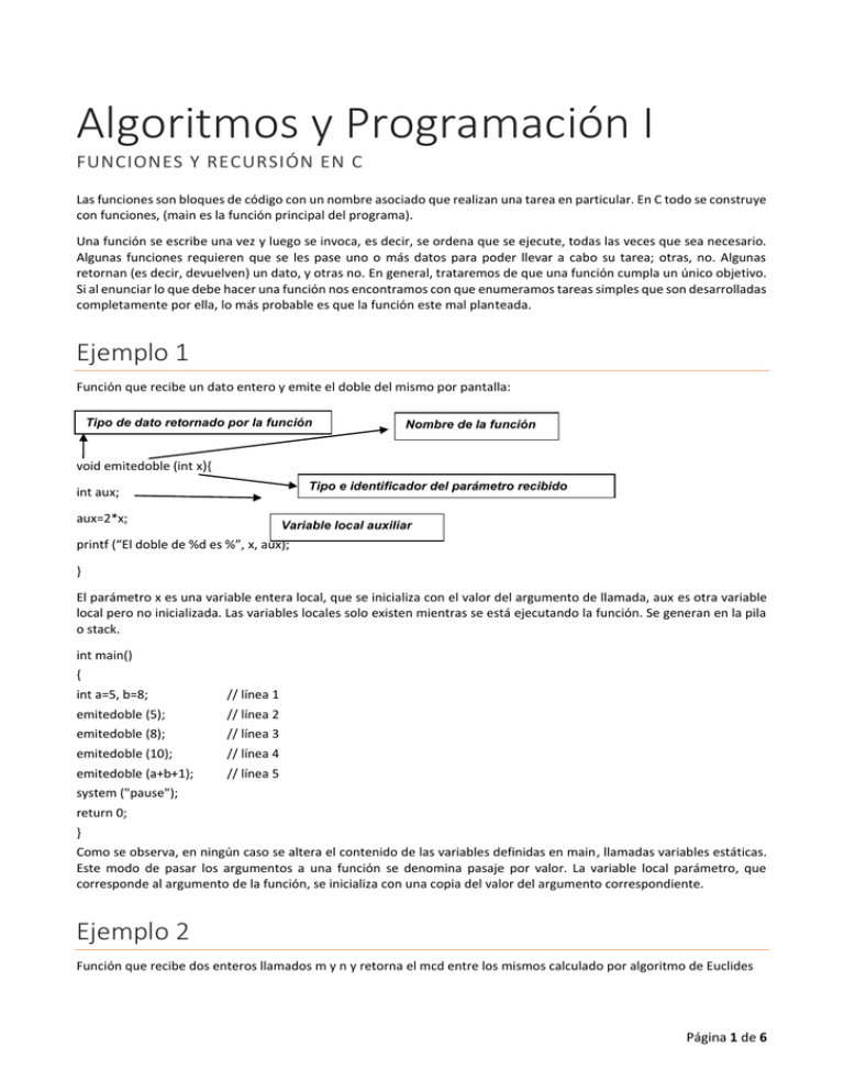 Funciones y Recursión
