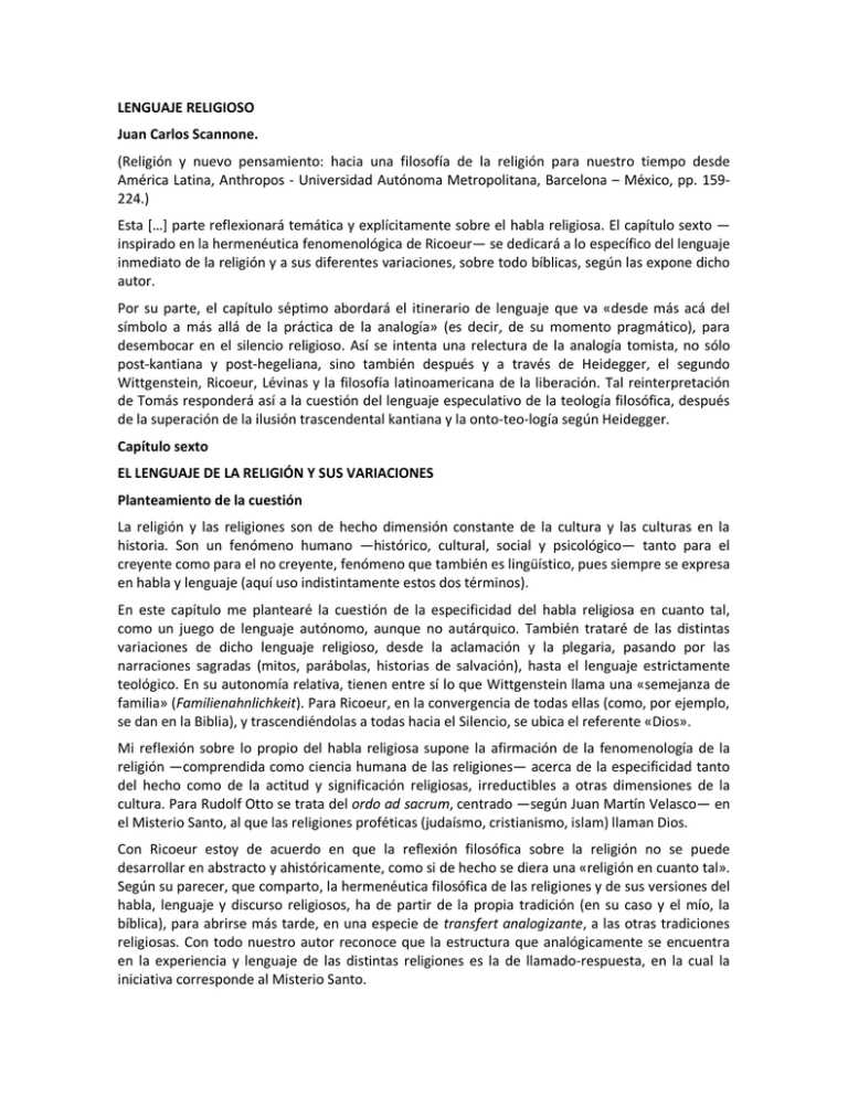 El lenguaje religioso